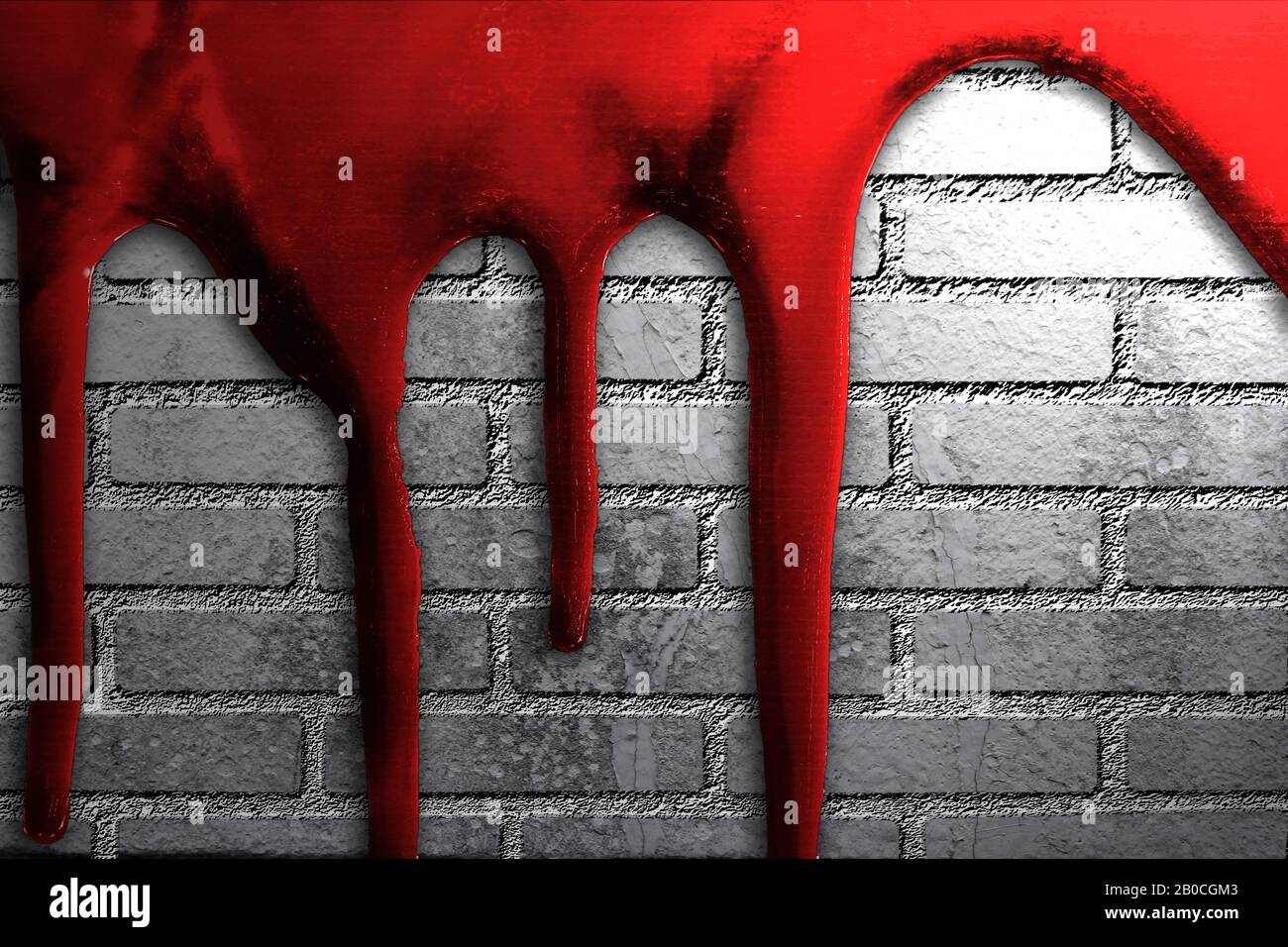 bloody brick wall in the dark for horror content and halloween festival ...