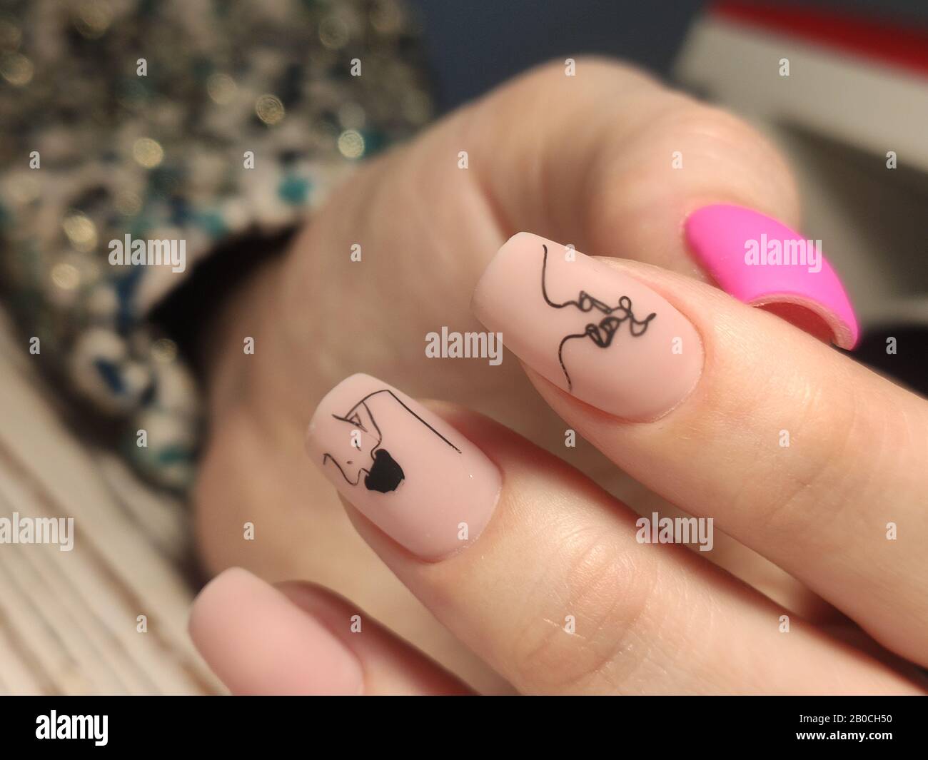 stylish manicure with a design Stock Photo - Alamy