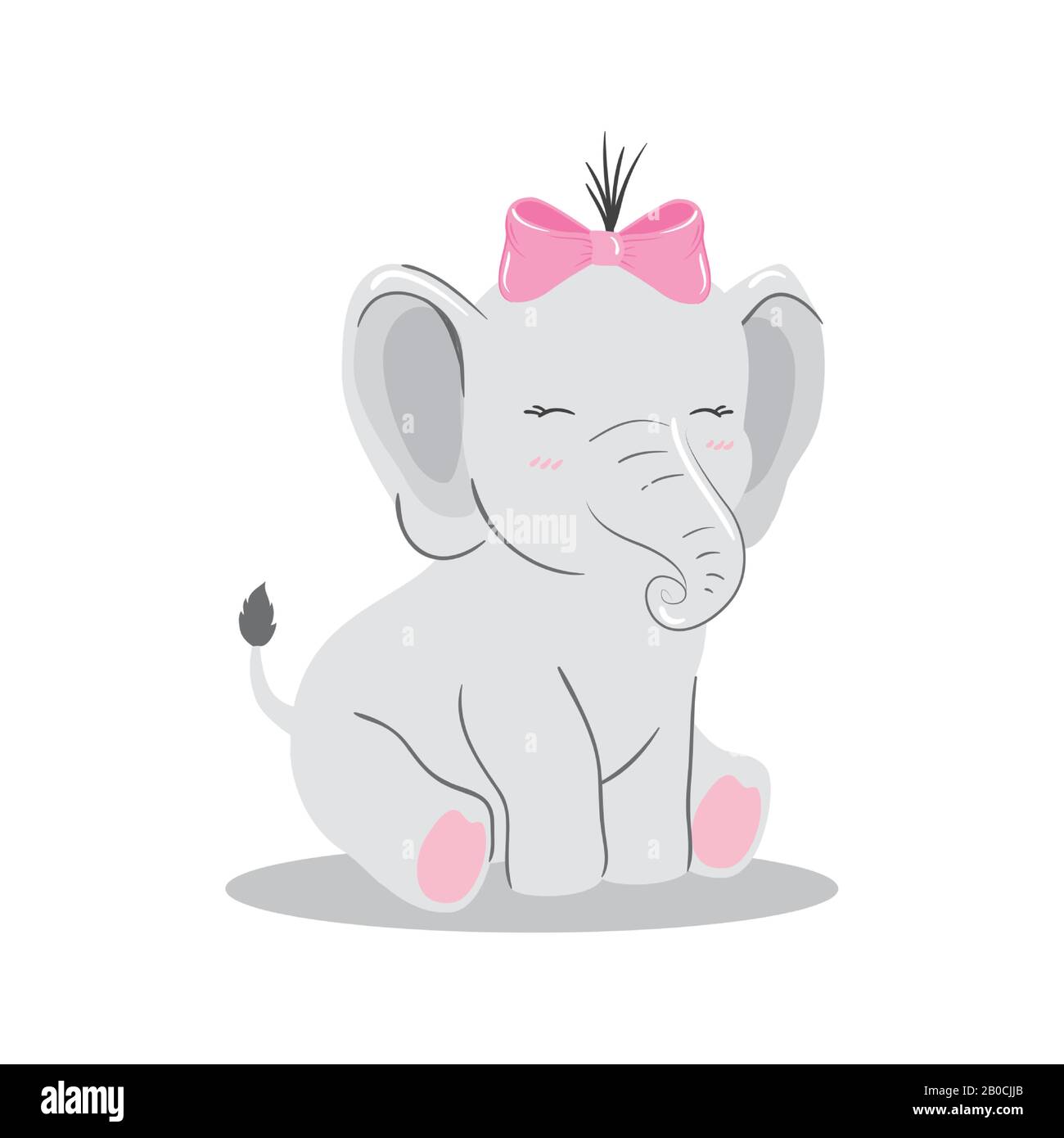 cute elephant female in white background Stock Vector Image & Art - Alamy