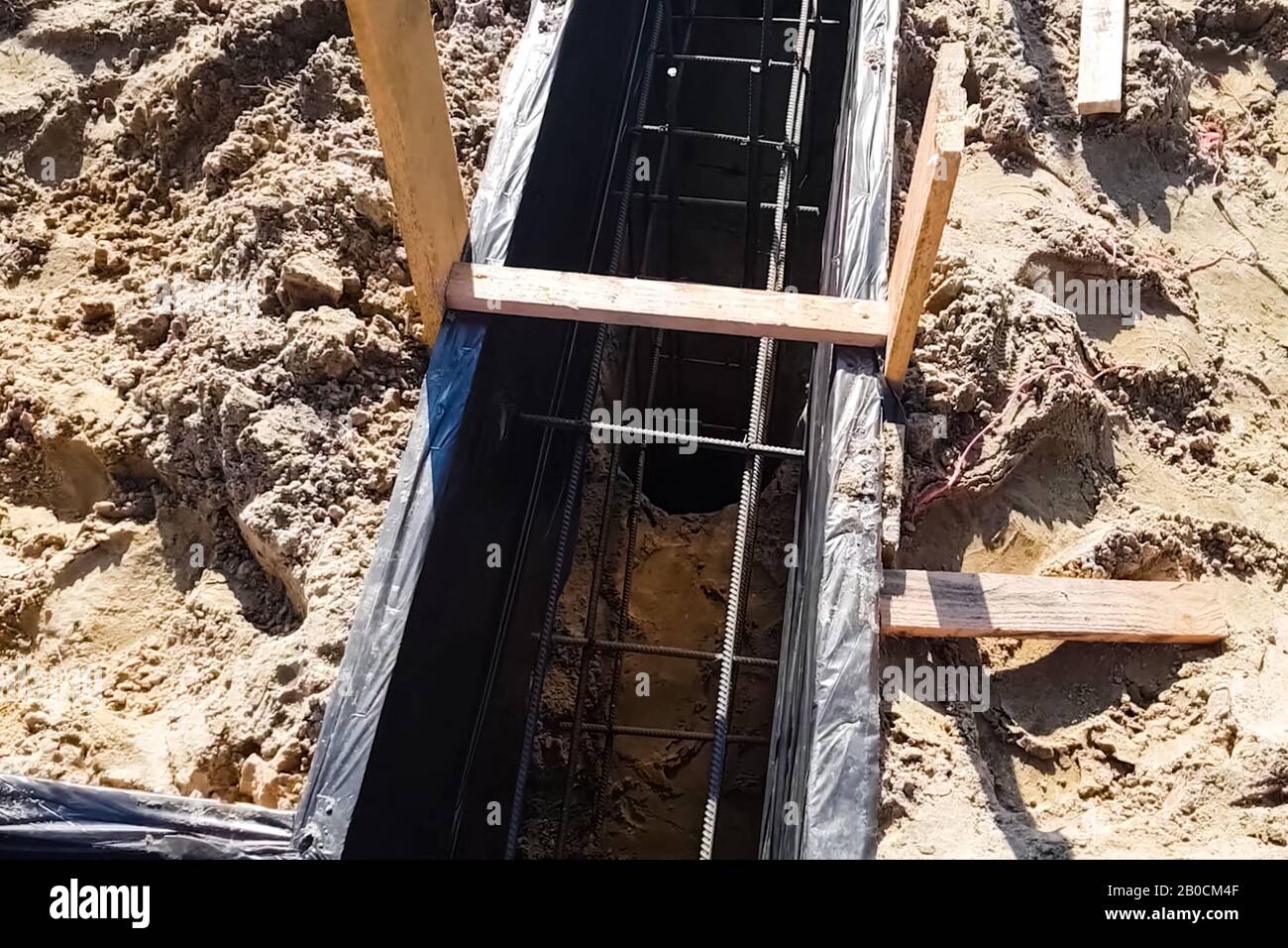 The foundation of the house. Building a house, digging the foundation ...