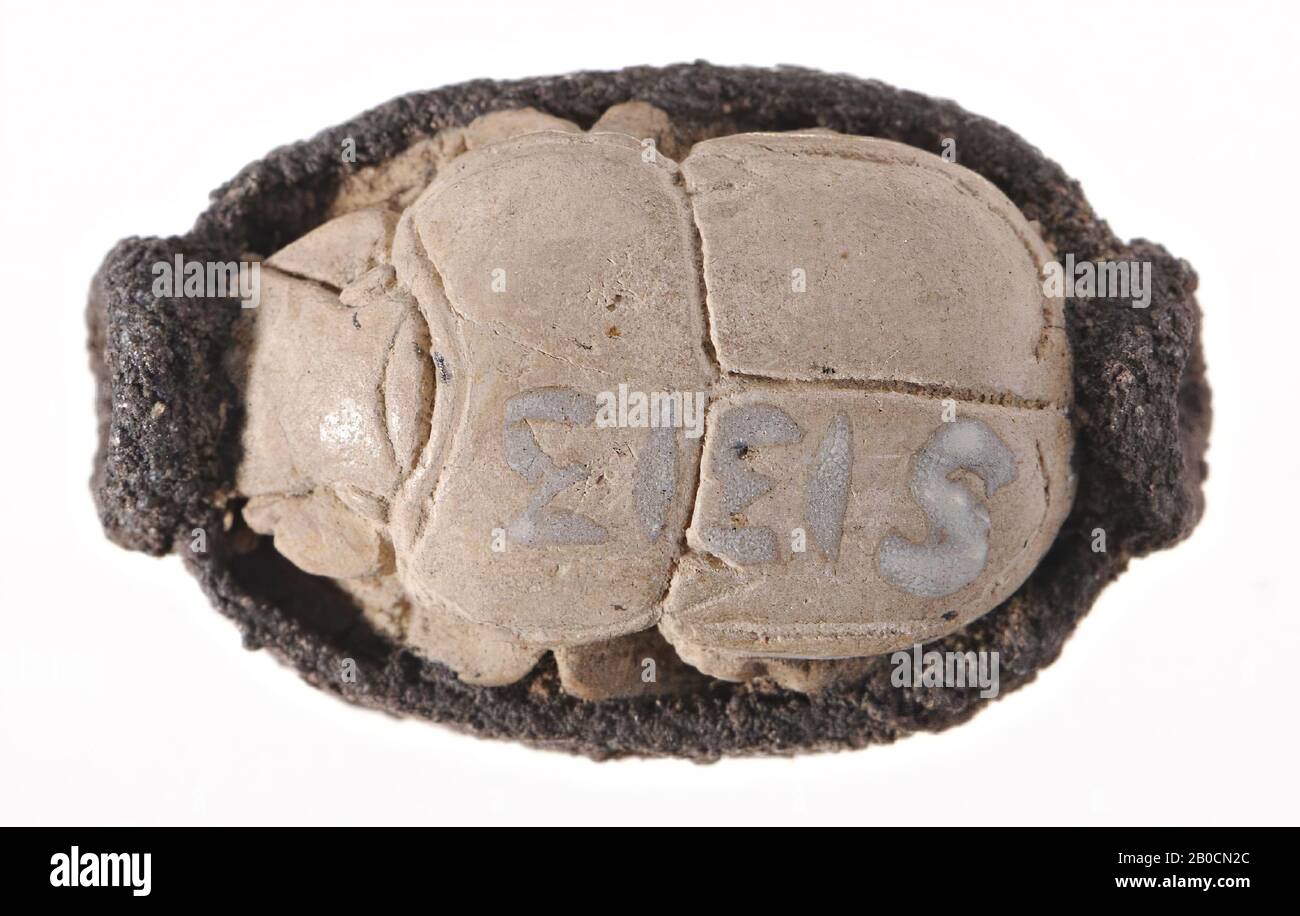 scarab, king, kneeling, seal, scarab, stone (white), iron, 2 cm, Egypt ...