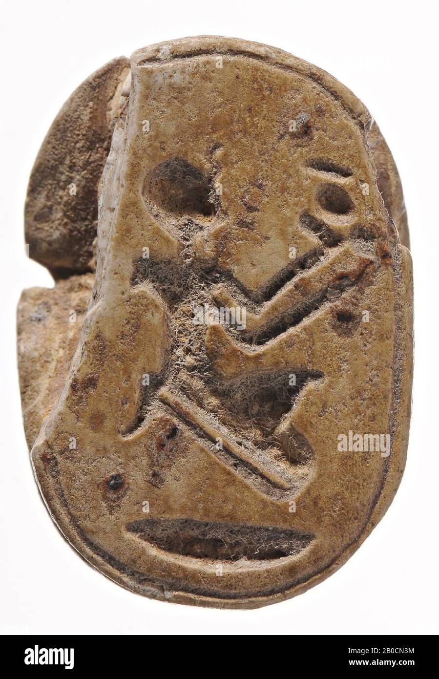 scarab, man, kneeling, seal, scarab, pottery (white), 1,8 cm, Egypt ...