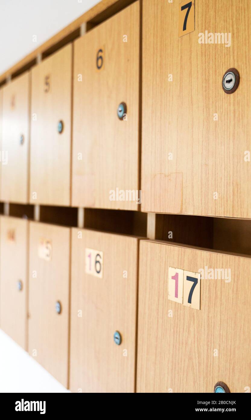 Mailboxes on the wall in the entrance of the house Stock Photo - Alamy