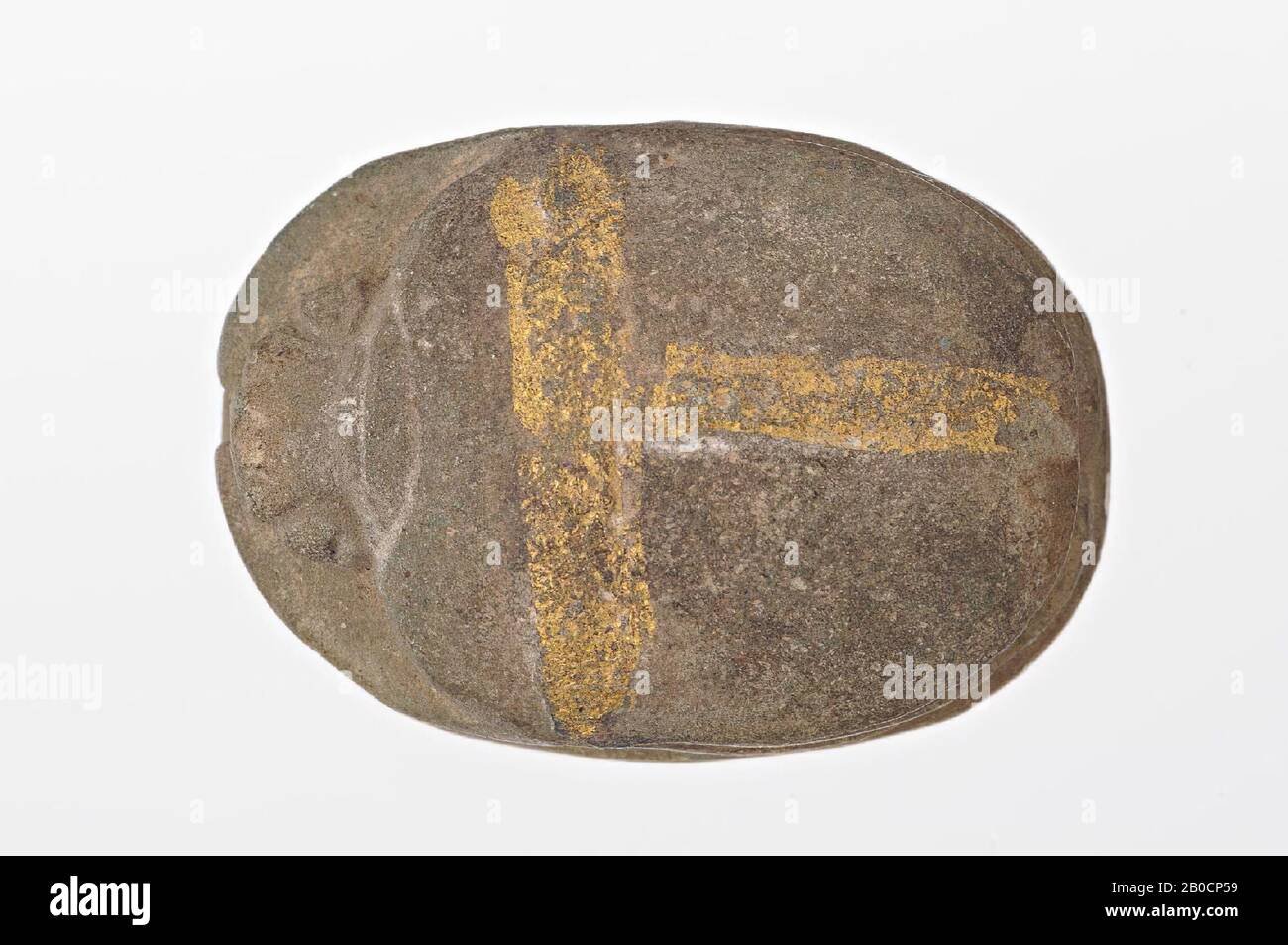 abdominal carabe, flat, seal, scarab, stone (green), gilding, 3.3 cm ...