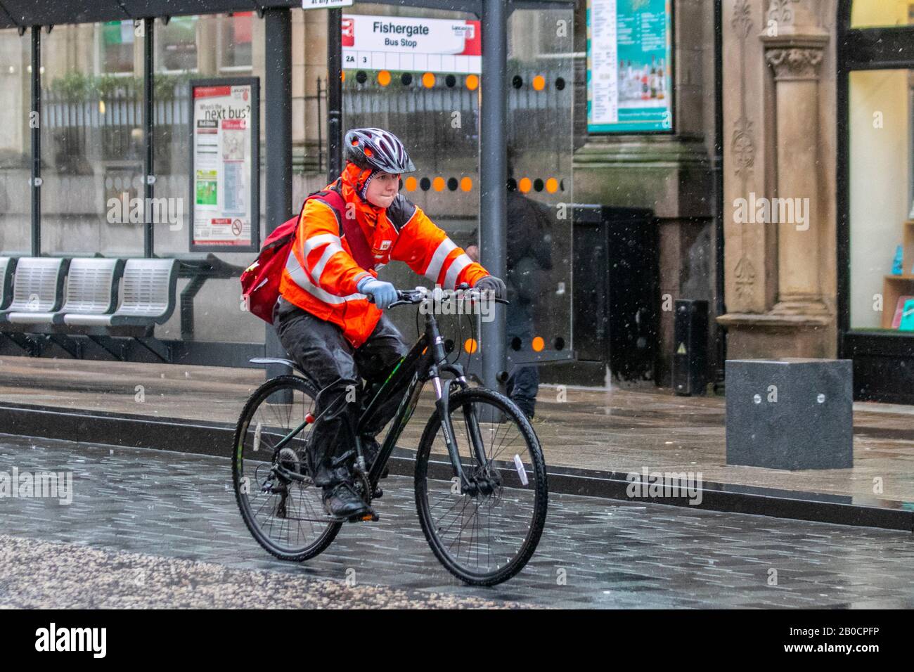 Preston, Lancashire. 20th Feb 2020. UK Weather; Heavy rain & strong ...
