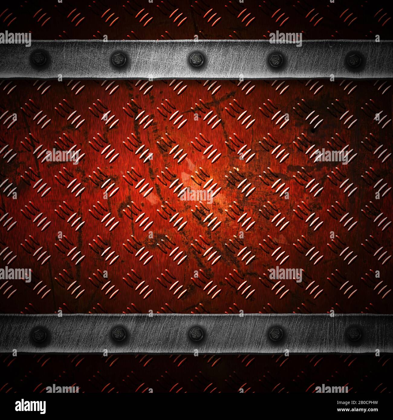 red grunge metal and rust plate. 3d illustration for background and ...