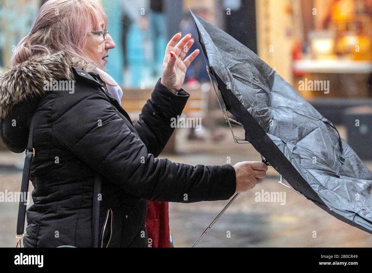 Preston, Lancashire. 20th Feb 2020. UK Weather; Heavy rain & strong ...