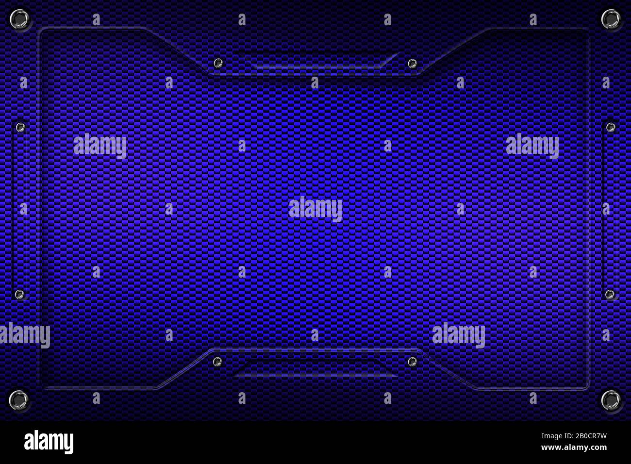 blue carbon fiber and frame for background and texture. 3d illustration ...