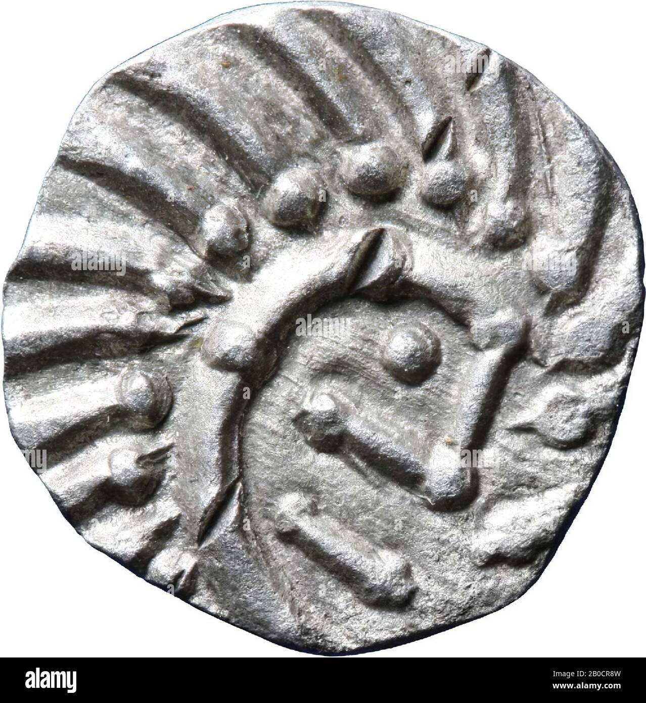 coin, sceatta, metal, silver, Merovingian c. 700 after Chr., The ...