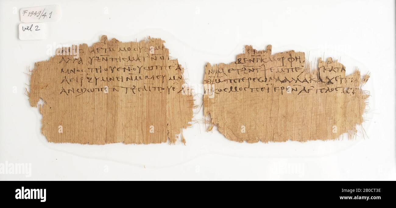 Egypt, manuscript, papyrus, 13.2 × 25 cm, glass size, Coptic Period ...