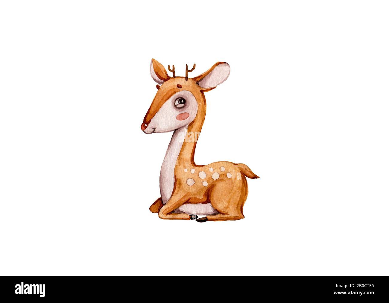 Nursery watercolor baby deer in boho style on white background ...