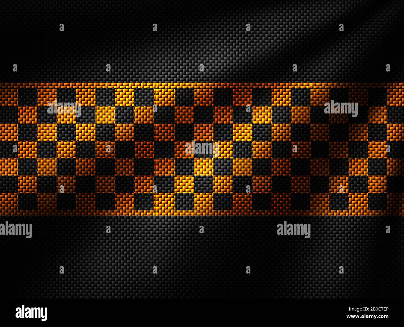orange and black carbon fiber background. checkered pattern. 3d ...