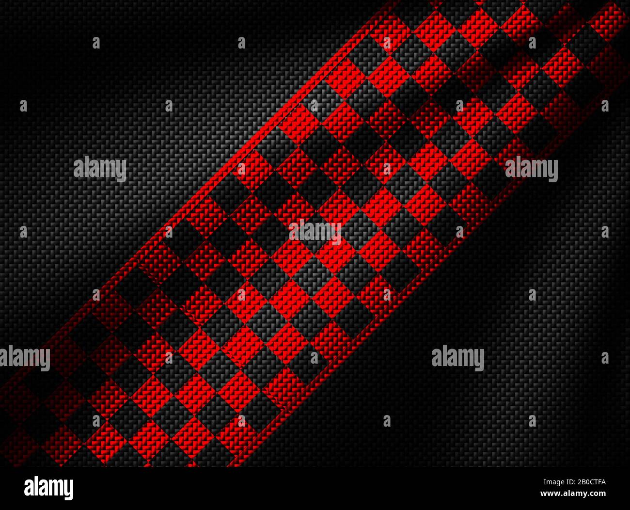 red and black carbon fiber background. checkered pattern. 3d ...