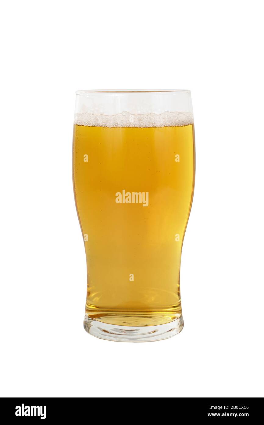 Glass of light beer isolated white background, side view. Holiday for ...