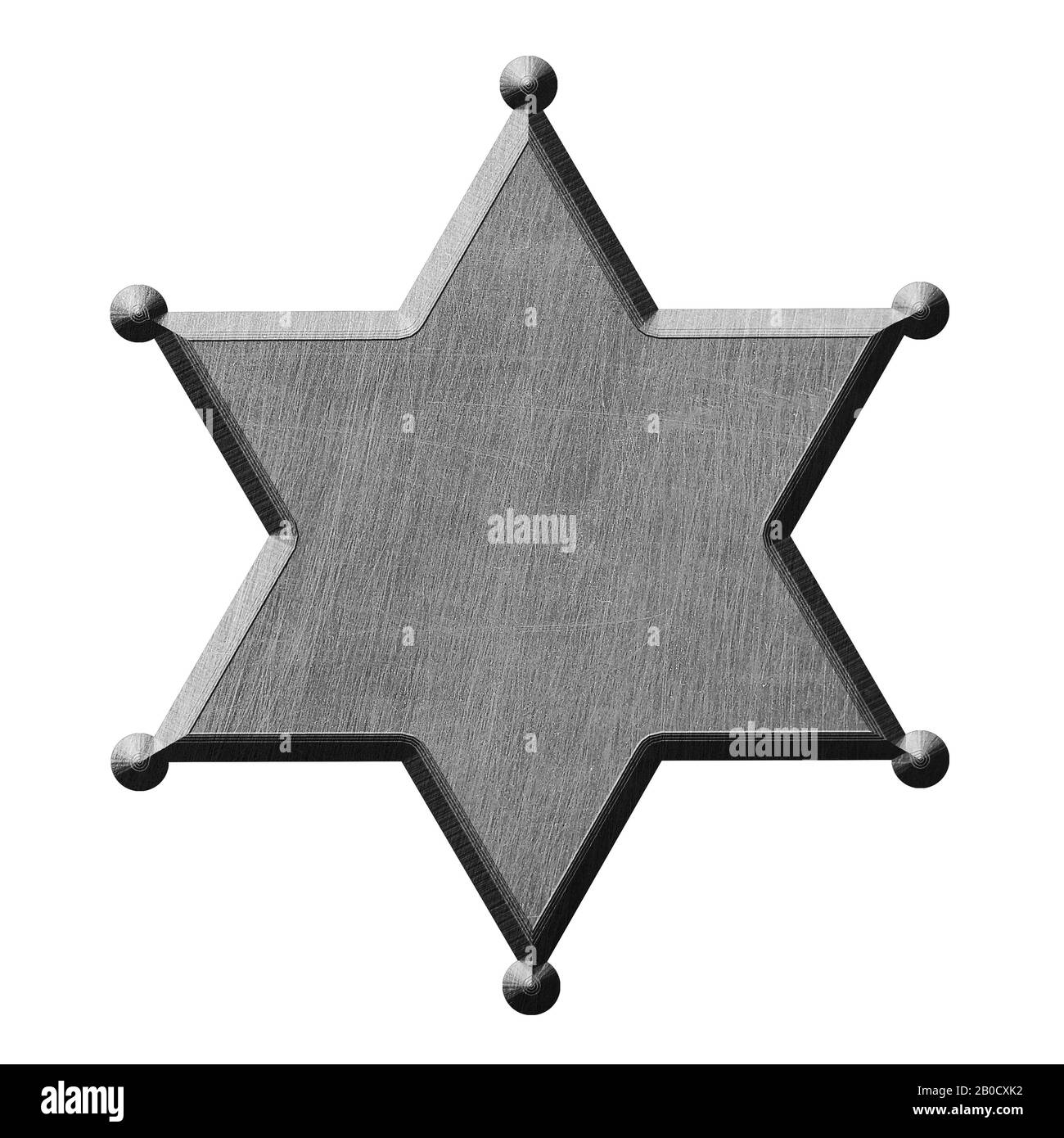 old metal sign board. sheriff star. white background isolated. 3d ...