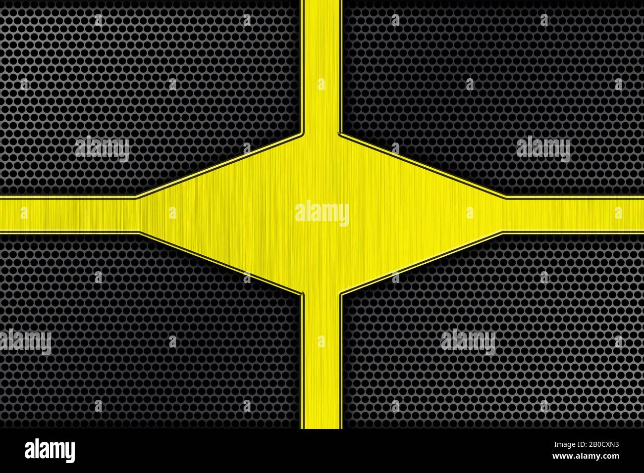 yellow metal plate and black mesh. metal background and texture ...