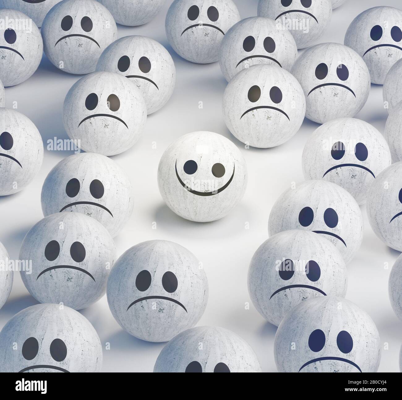 Sad and happy face, happiness concept, 3D rendering illustration Stock ...
