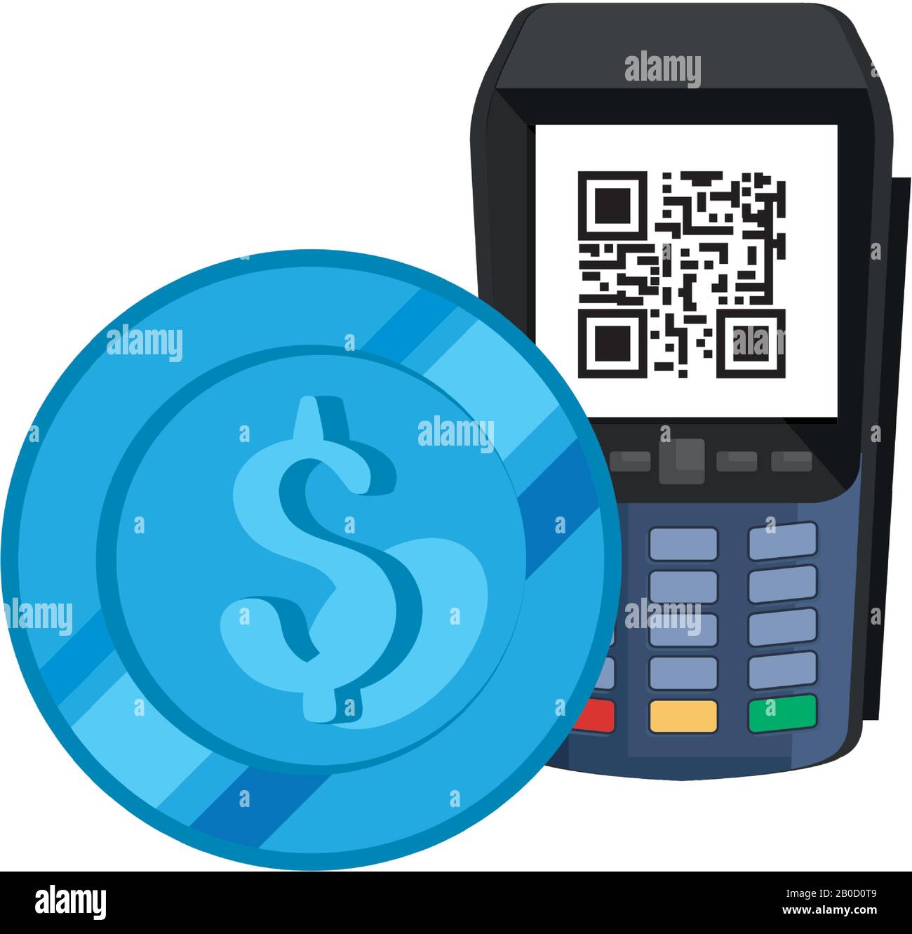 dataphone with scan code qr and coin Stock Vector Image & Art - Alamy