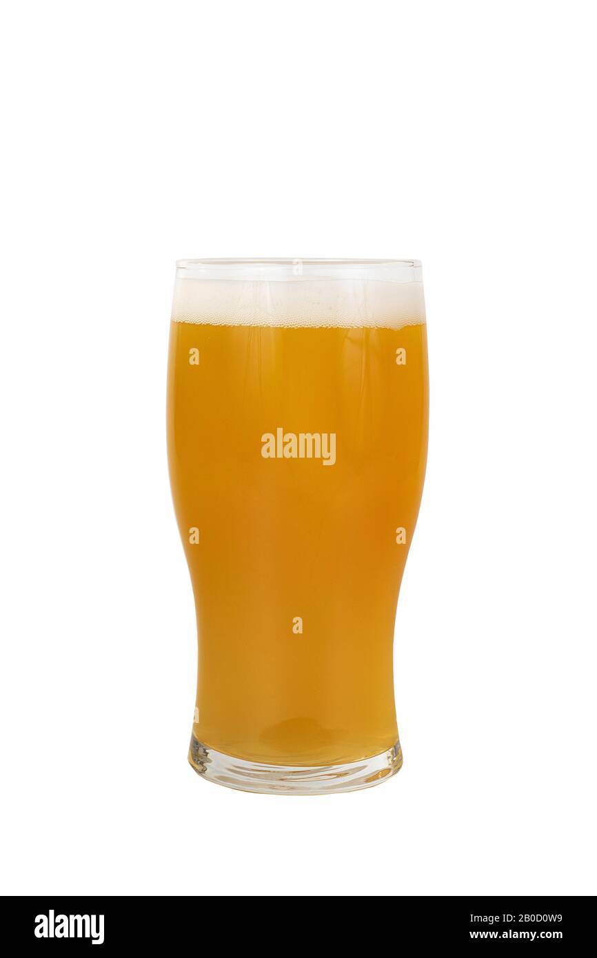 Glass of light beer isolated white background, side view. Holiday for ...