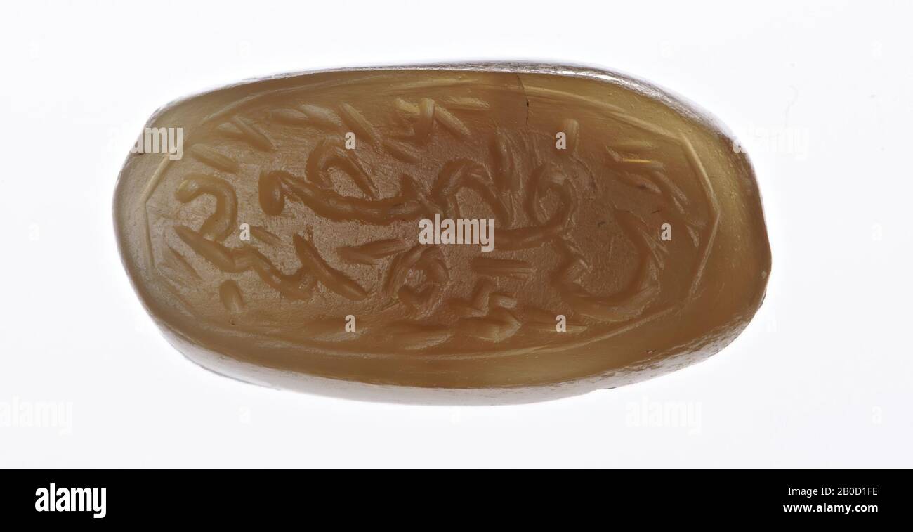 Vz: Arabic text in 2 lines: Abdu Mustapha, gem, intaglio, carnelian ...