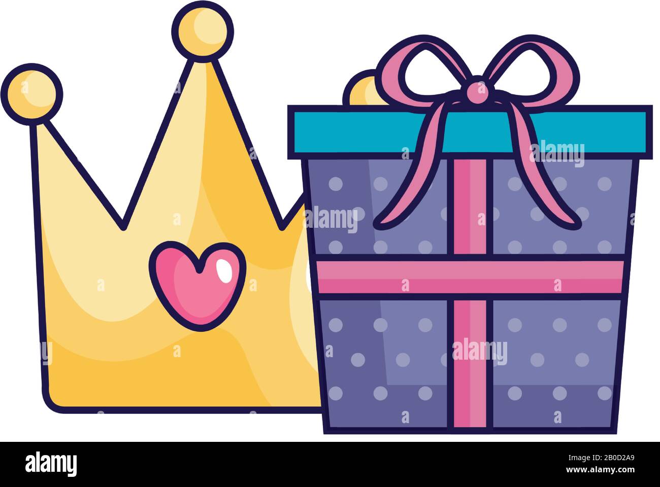 cute crown with gift box isolated icon Stock Vector Image & Art - Alamy