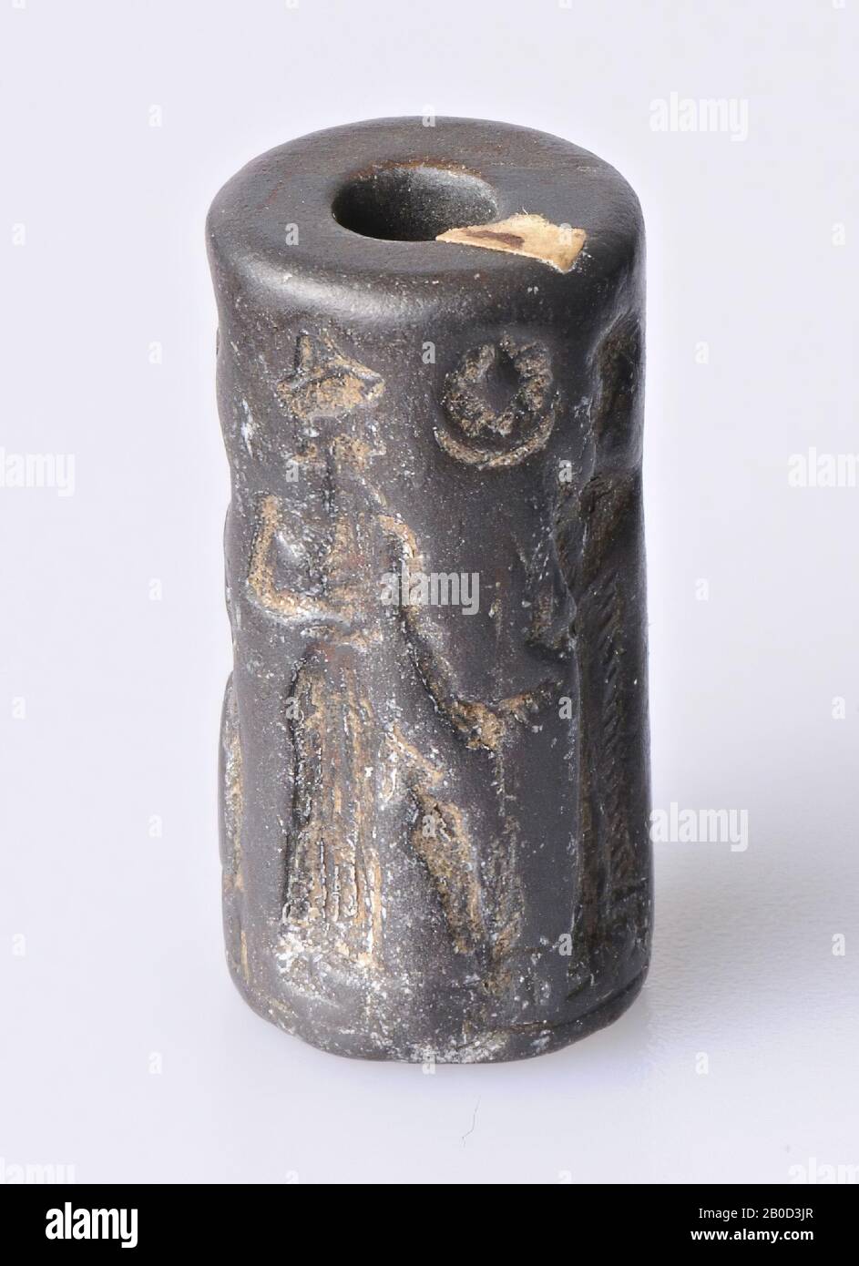 Vz: standing sun god with saw, disc in crescent moon, follower and ...