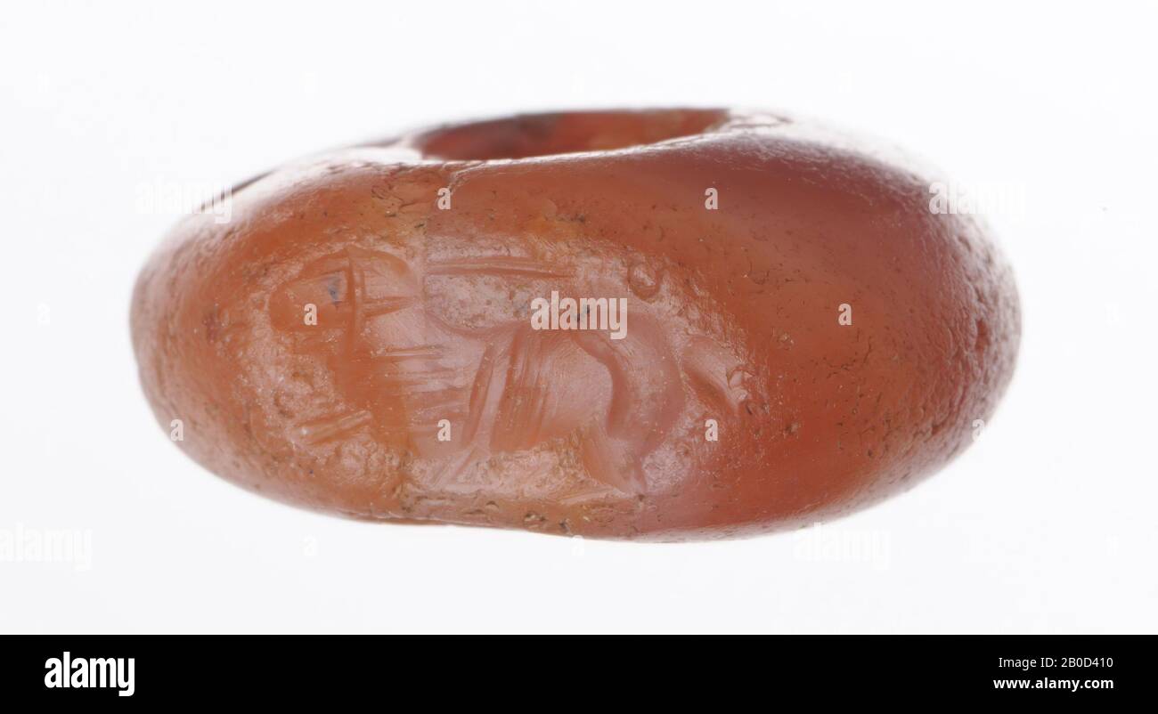 Antelope crouched to the right, stamp seal, carnelian agate, Color ...