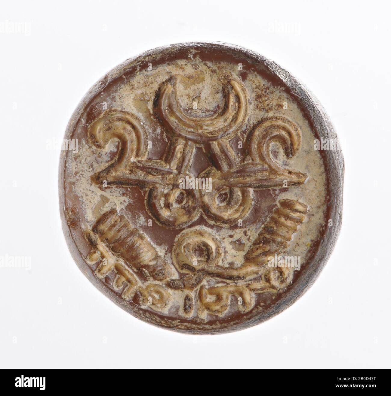 symmetrical monogram with pahlavi inscription, stamp seal, agate, Color ...