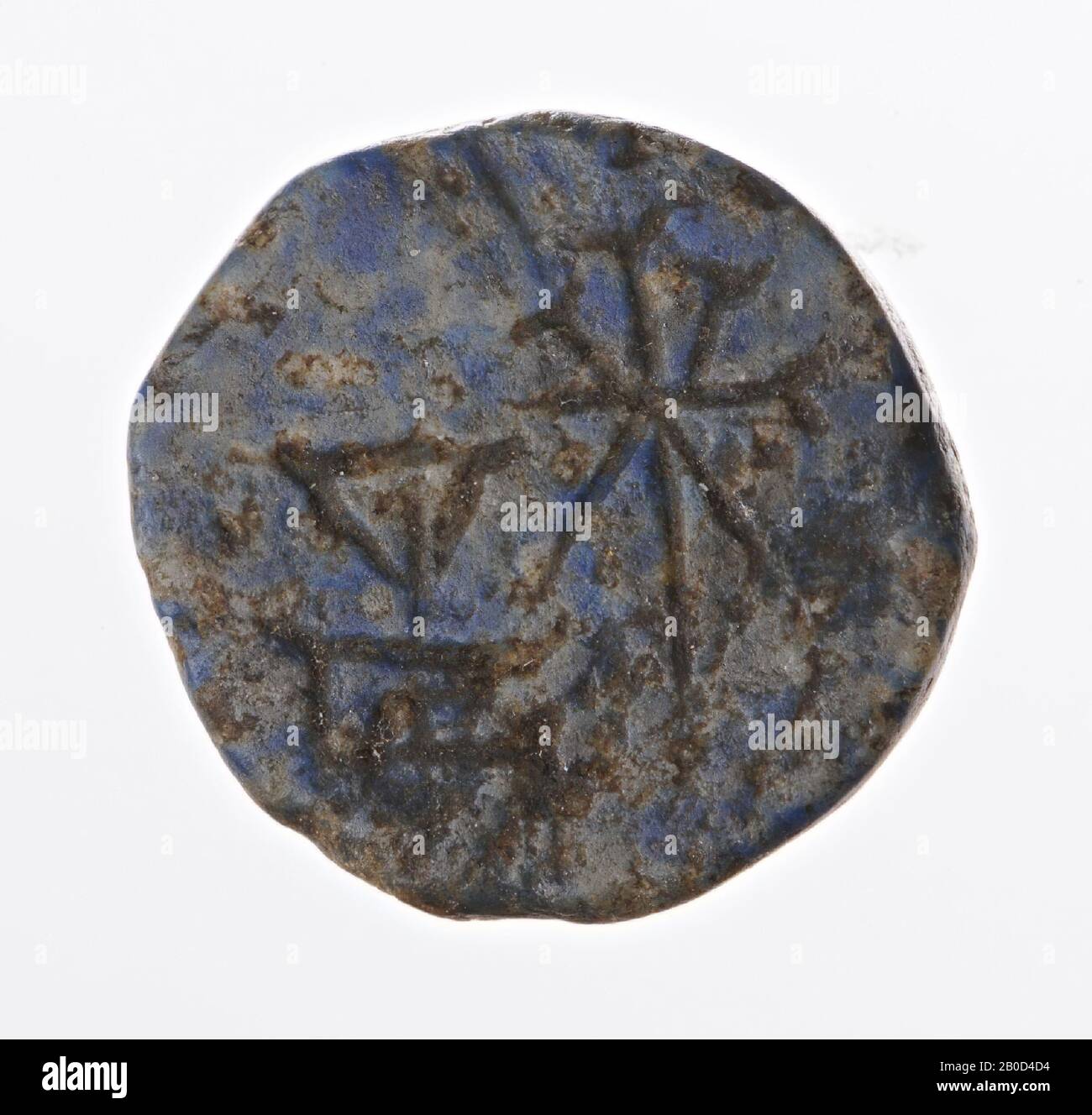 chalice and Christian monogram, stamp, azure stone, Color: blue, Shape ...