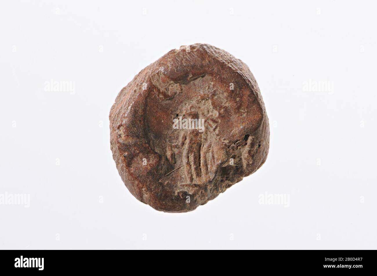 Cut stones, clay seal, dried clay, Color, red-gray, Shape, oval ...