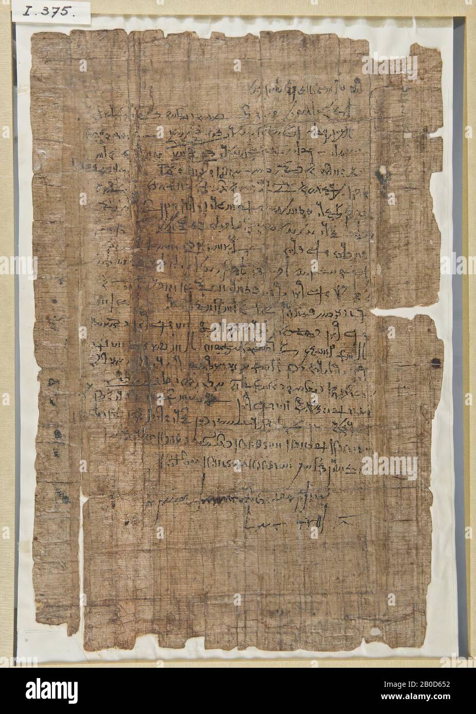 papyrus, demotic, contract, 20 lines, A) Mode of framing: pasted on ...
