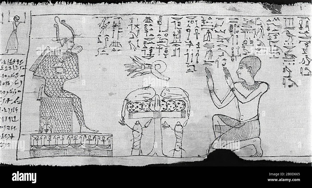 Egypt, handwriting, hieratic, linen, height, 17 cm, depth, 86 cm Stock ...