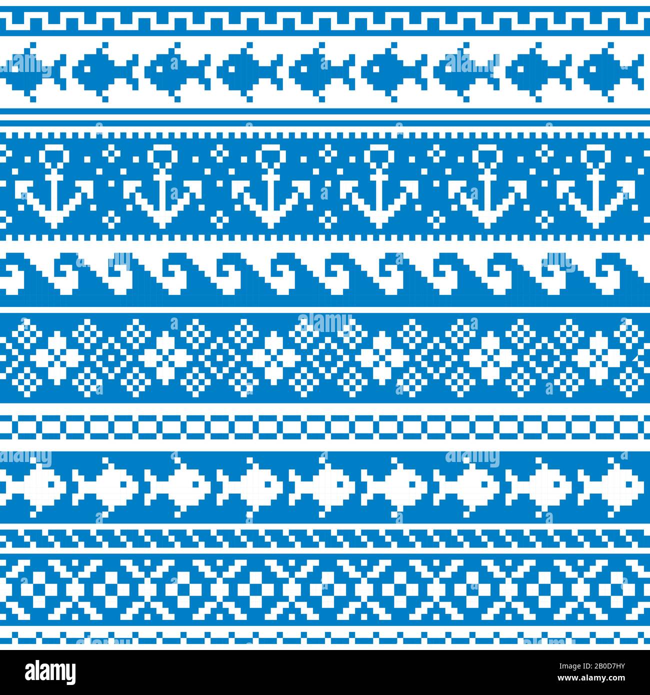 Scottish Fair Isle style traditional knitwear vector seamless pattern ...
