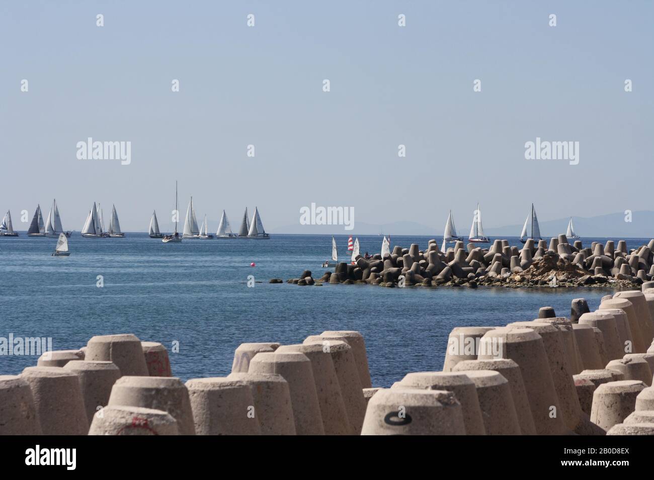 View from the Marina of Piraeus Athens to the open Sea. Blick aufs ...