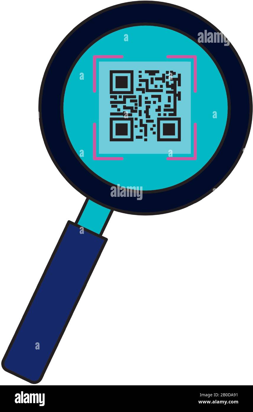 classic qr code in magnifying glass Stock Vector Image & Art - Alamy