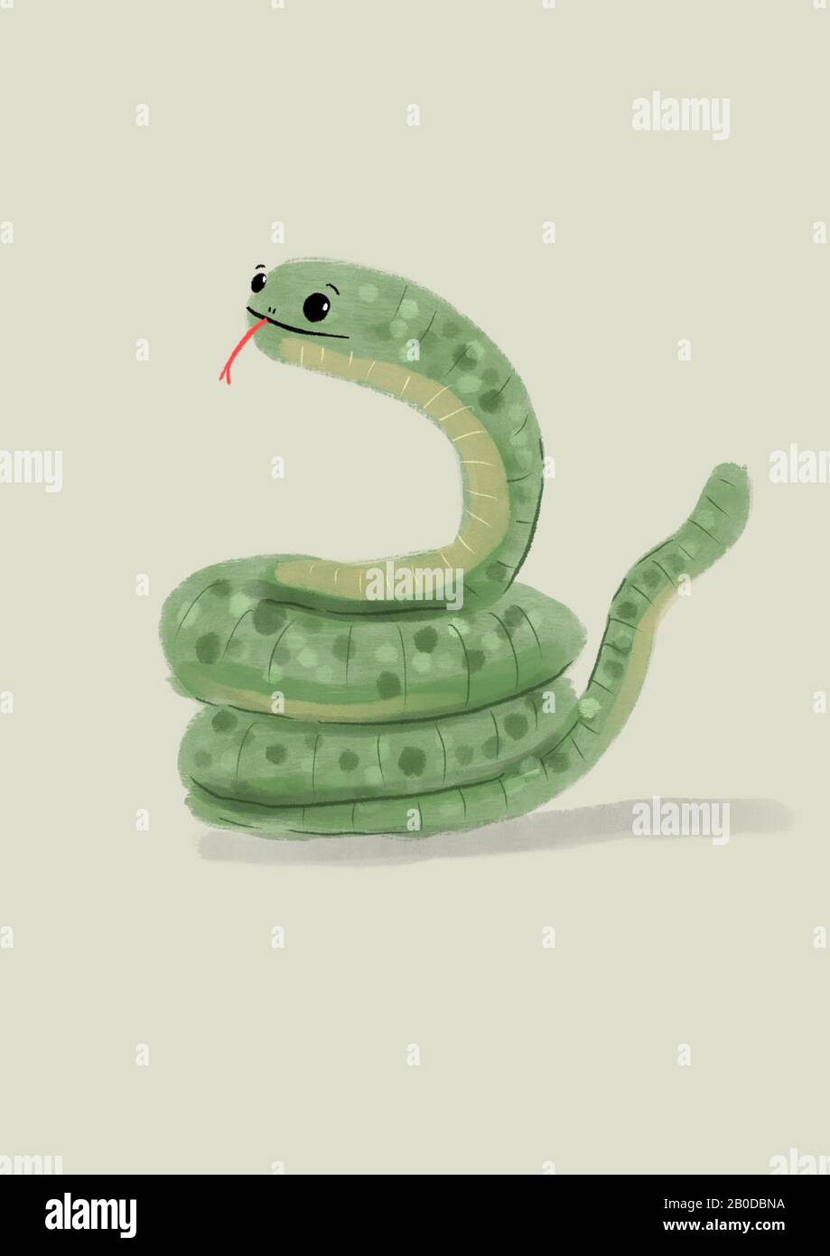 Hand drawn cute snake character Stock Photo - Alamy