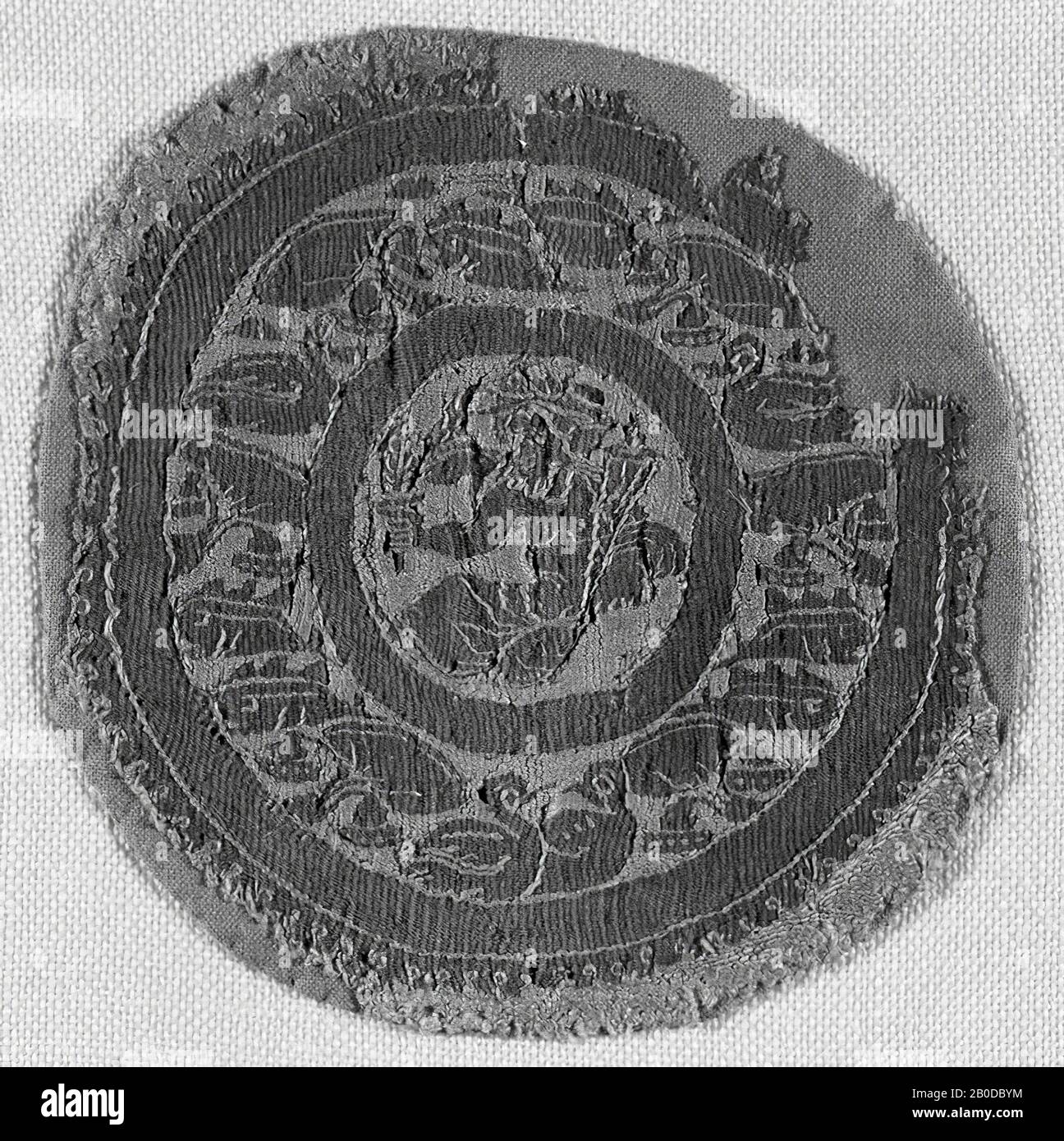 orbis, river scene, man, fish, duck, tissue, orbis, linen, wool, Coptic ...