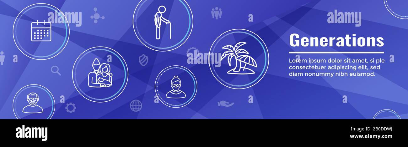 Generations Aging Web Header Banner and Icon Set Stock Vector Image ...