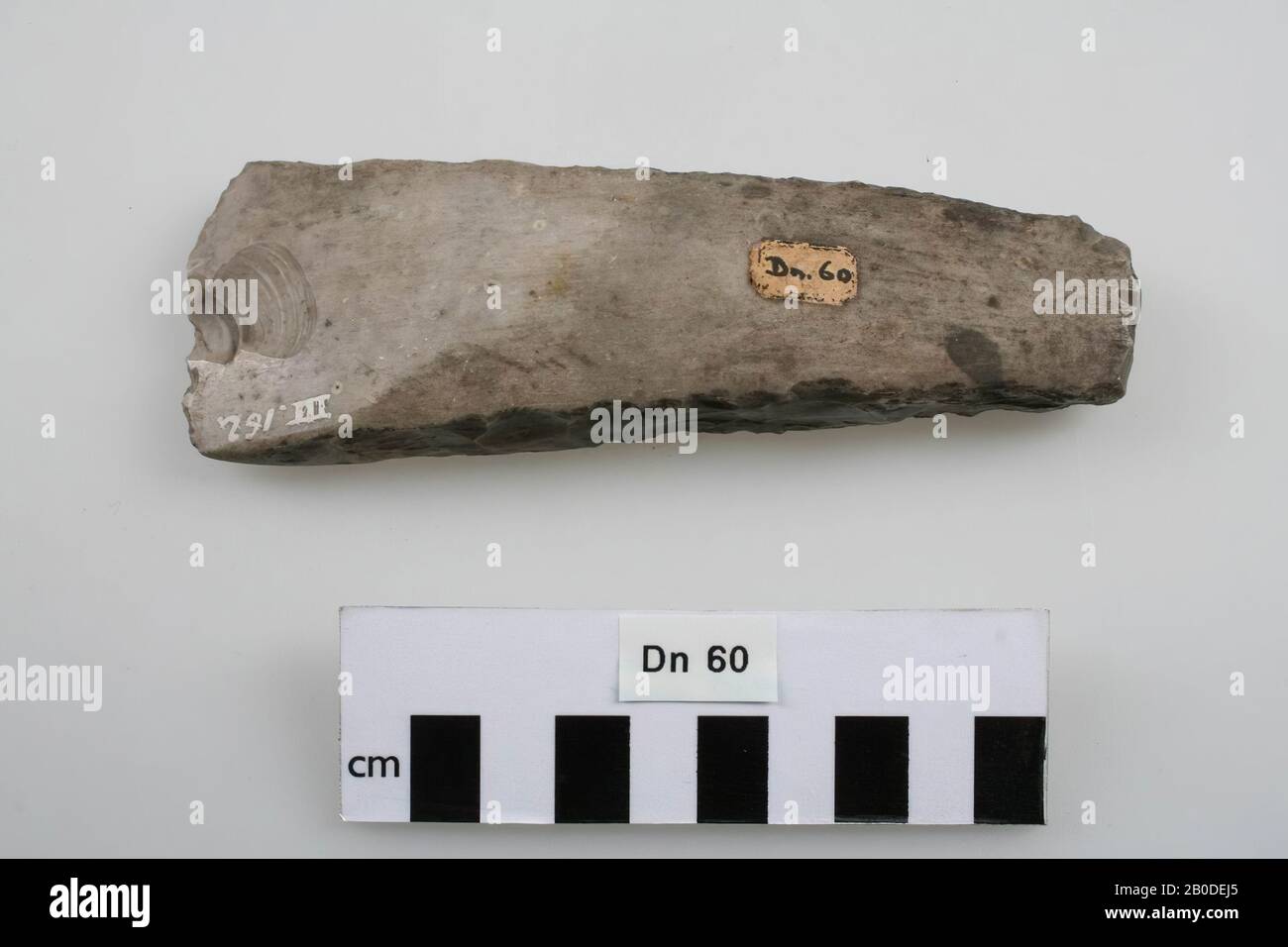 Flint ax, polished on the broad sides, ax, stone, flint, 1.5 x 5 x 15 ...