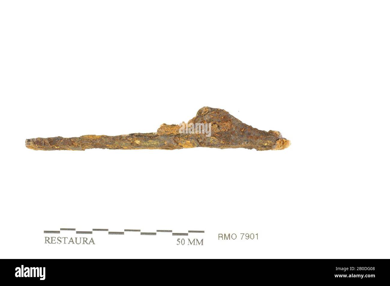 part of bar with ridge, rectangular hole in the ridge, part of bar with ...