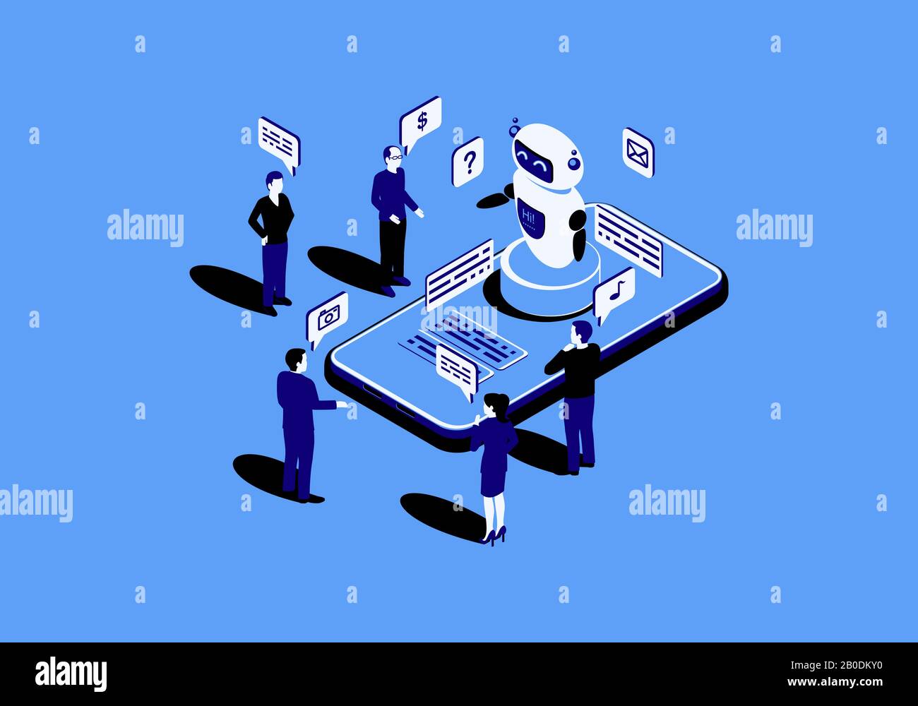 Chatbot flat isometric vector illustration Stock Vector Image & Art - Alamy