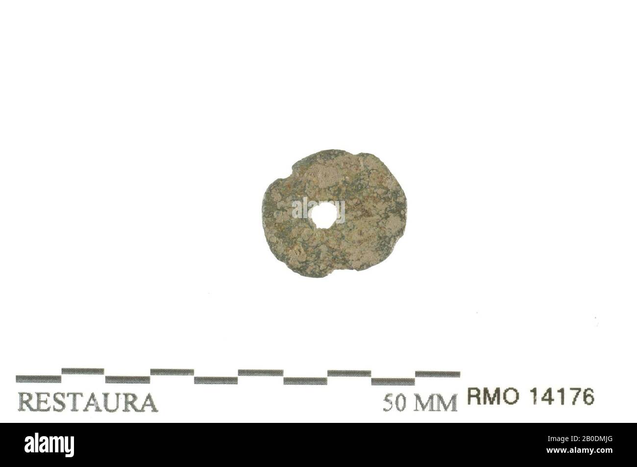 The Netherlands Middle Ages, disk, with hole, copper alloy, 1.6 x 1.4 ...