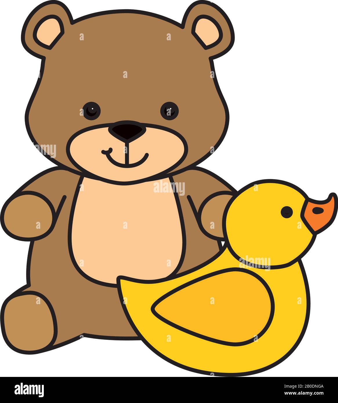 cute teddy bear with duck rubber isolated icon Stock Vector Image & Art ...