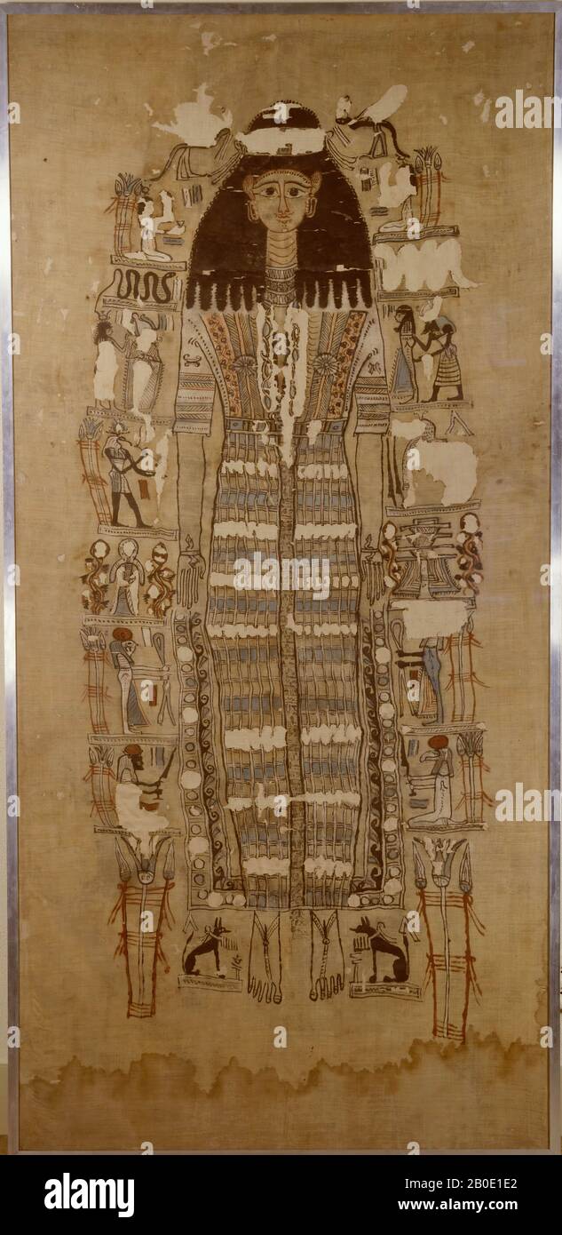 Egypt, mummy rug, fabric, linen, linen, polychromy, 212 x 102 cm, Greco ...
