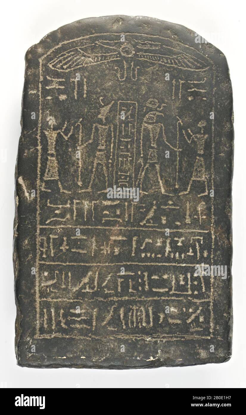 Egypt, stela, granite, gray, 39 x 24 cm, Late Period, 26th Dynasty ...