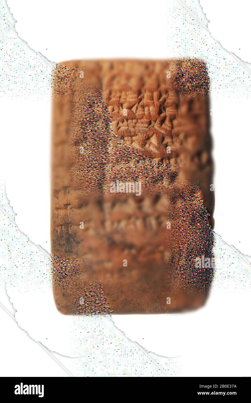 A clay tablet with an economic text in cuneiform writing, inscription ...