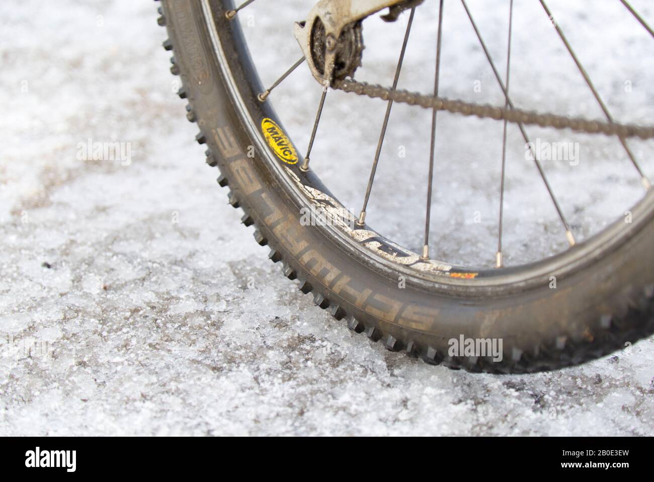 Cycling on ice and snow Stock Photo - Alamy