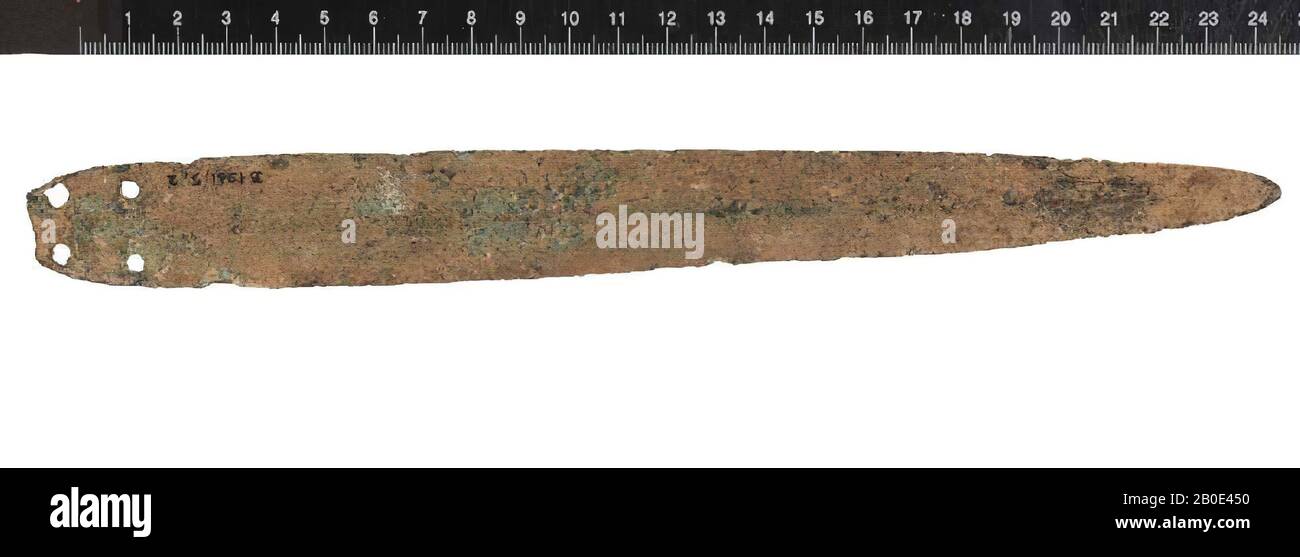 A bronze dagger with four holes., Weapon, metal, bronze, L 25.5 cm ...