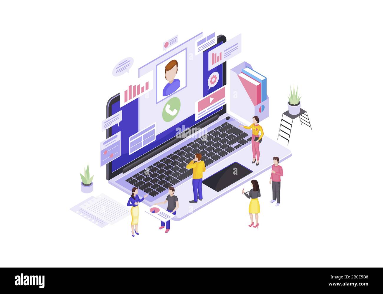 Customer service center isometric illustration Stock Vector Image & Art ...