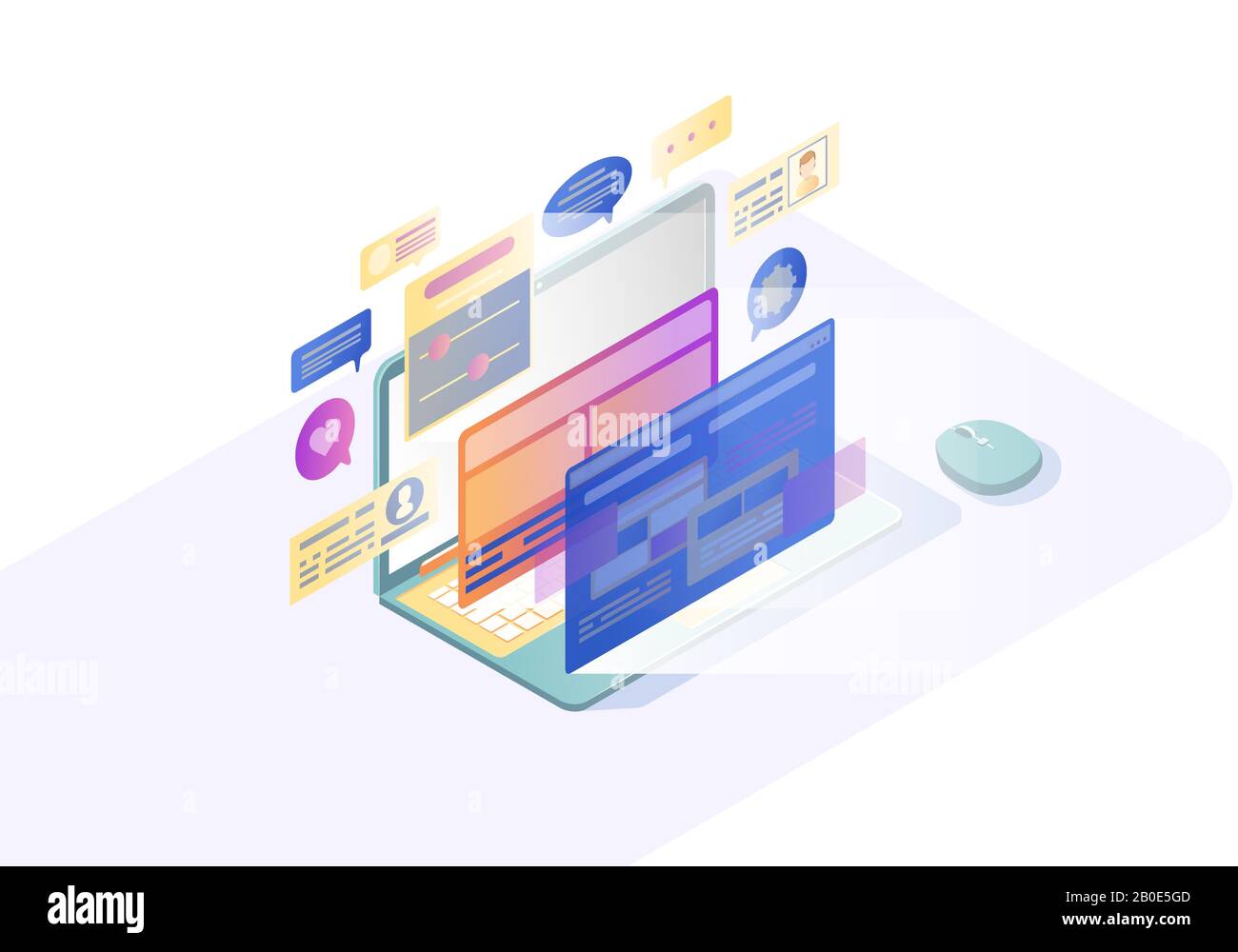 Laptop UI isometric vector illustration Stock Vector Image & Art - Alamy